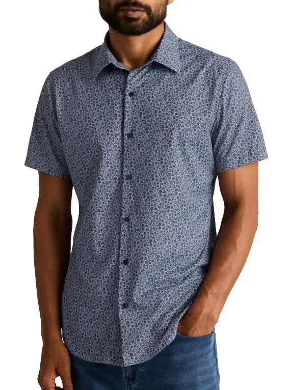 Bonobos Tech Slim Fit Floral Short Sleeve Button-up Shirt - Blue
