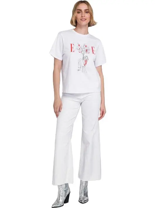 ELLE COLLECTION Graphic Cotton T-shirt - White