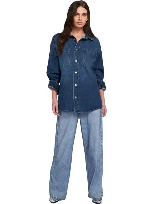 ELLE COLLECTION Feather Soft Denim Shirt - Washed Indigo