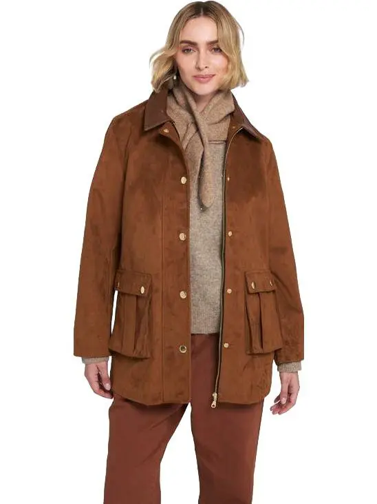 ELLE COLLECTION Faux Suede Barn Utility Jacket - Toffee