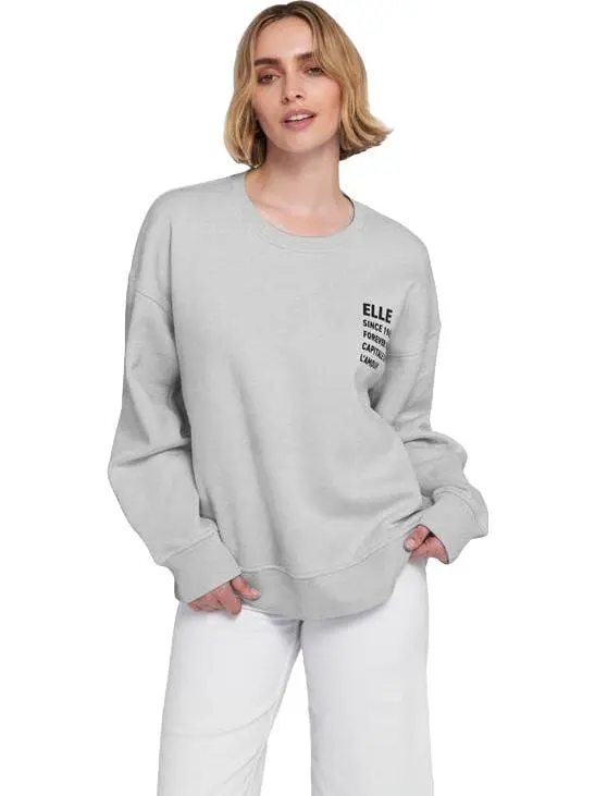 ELLE COLLECTION Graphic Fleece Pullover - Grey