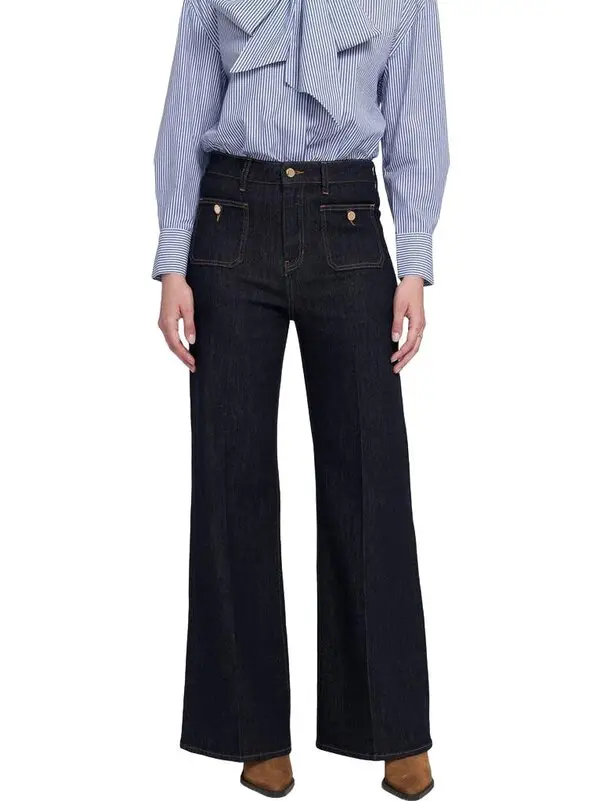 ELLE COLLECTION Patch Pocket Wide Leg Jean - Indigo