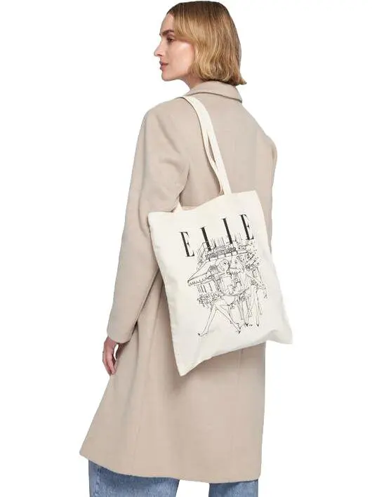 ELLE COLLECTION Graphic Print Tote Bag - Oat