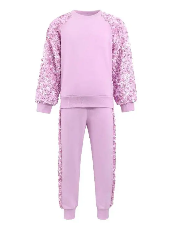 LOLA + THE BOYS Sequin Joggers Set - Lavender