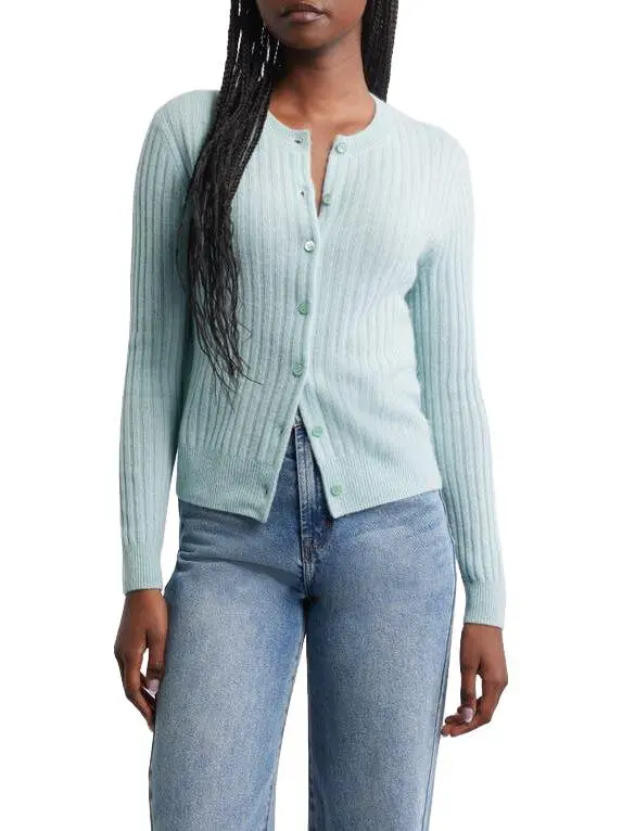 DÔEN Danae Rib Cashmere Cardigan - Glass Slipper
