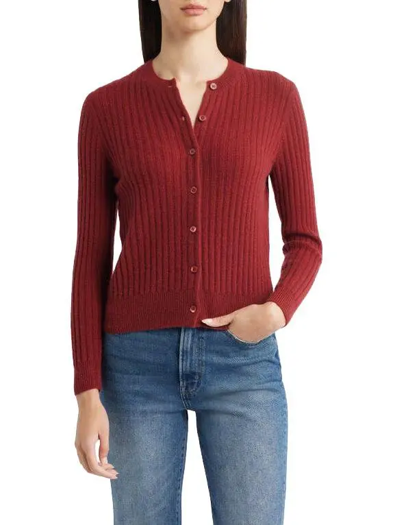 DÔEN Danae Rib Cashmere Cardigan - Malbec