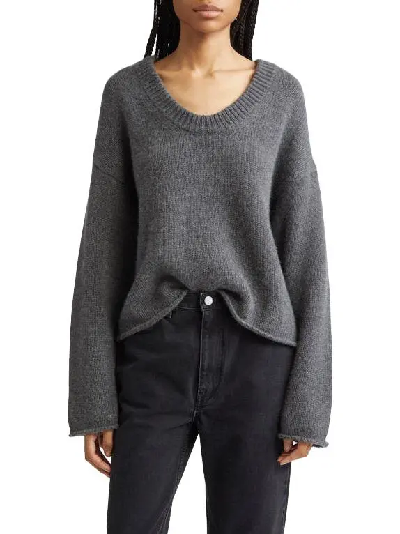 Loulou De Saison Derry Cashmere U-neck Sweater - Anthracite Melange