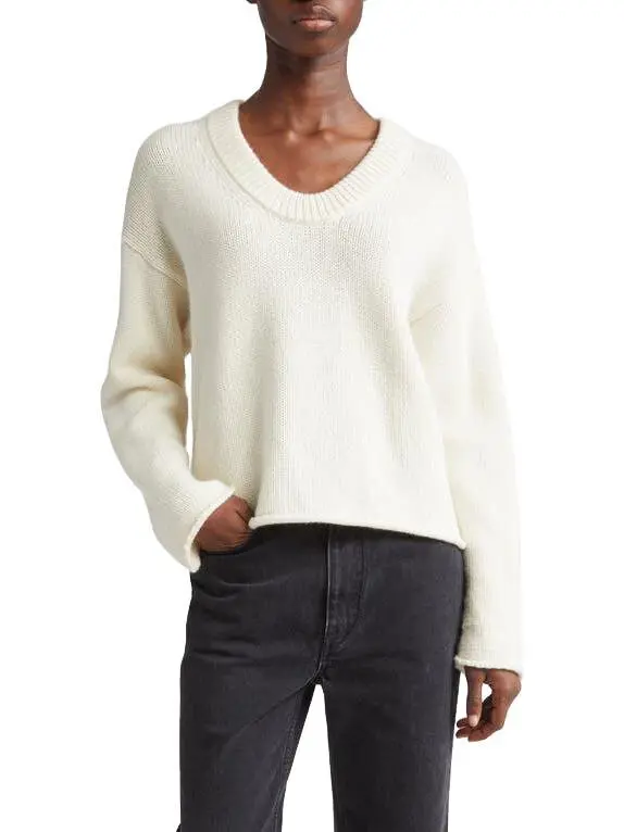 Loulou De Saison Derry Cashmere U-neck Sweater - Ivory