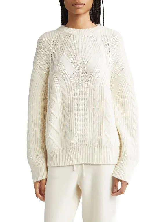 Loulou De Saison Silva Wool & Cashmere Cable Knit Sweater - Ivory