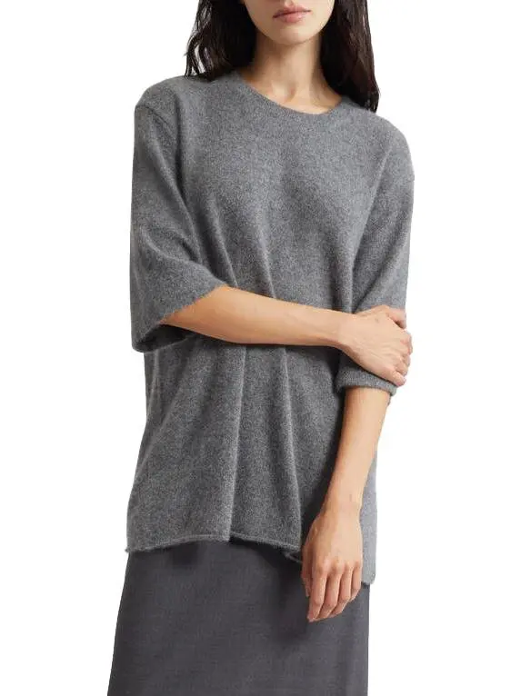 Loulou De Saison Raven Mercerized Wool & Yak Hair Blend Sweater - Anthracite Melange