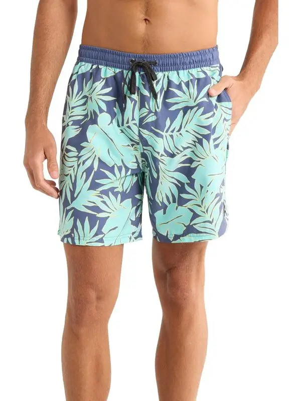 Quiksilver Everyday 17" Trippin' Palm Swim Trunks - Graystone