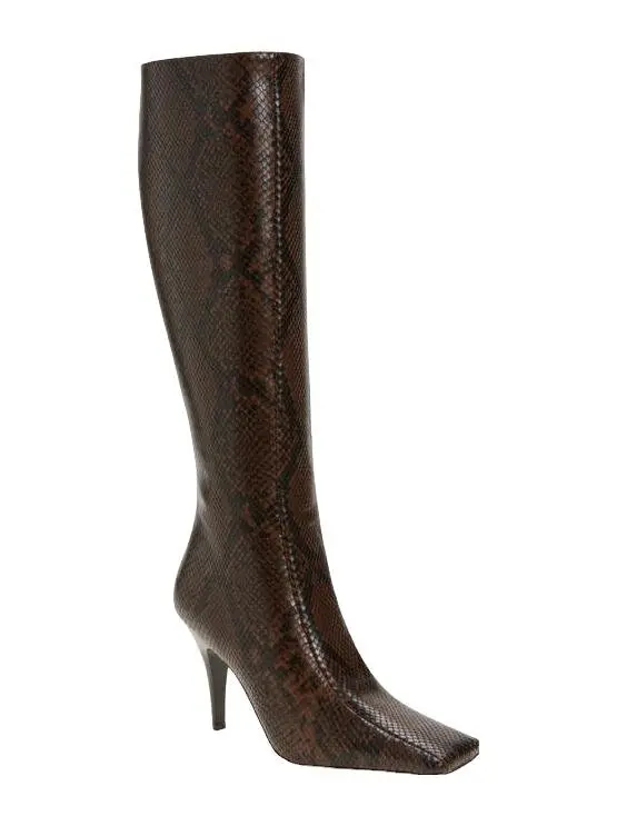 Stella McCartney Snakeskin Embossed Knee High Boots - Coffee