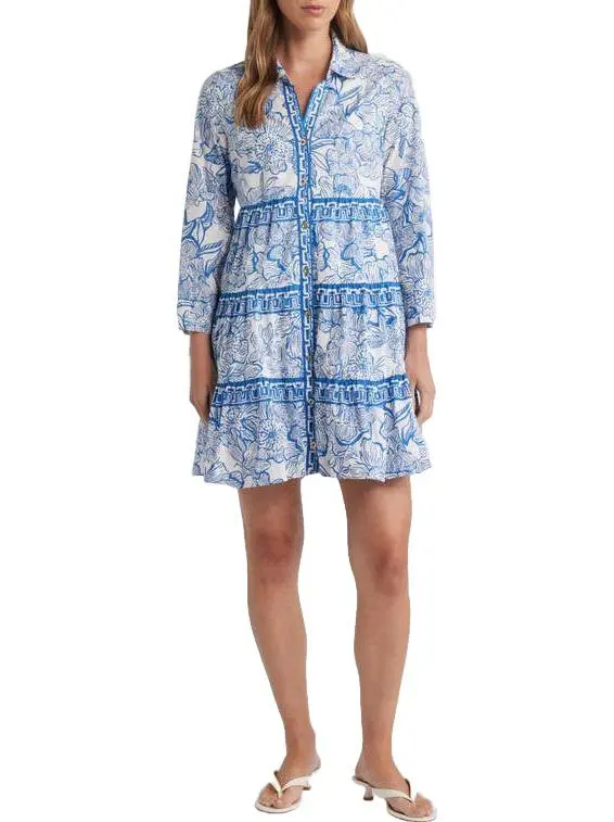 Lilly Pulitzer® Angie Long Sleeve Tiered Shirtdress - Coconut Unforgettable