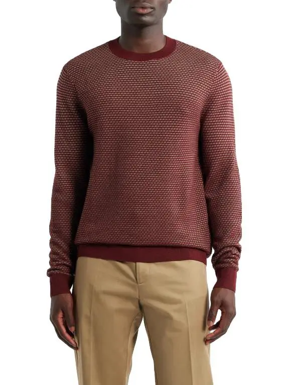 Emporio Armani Geo Jacquard Virgin Wool Blend Crewneck Sweater - Brick Red
