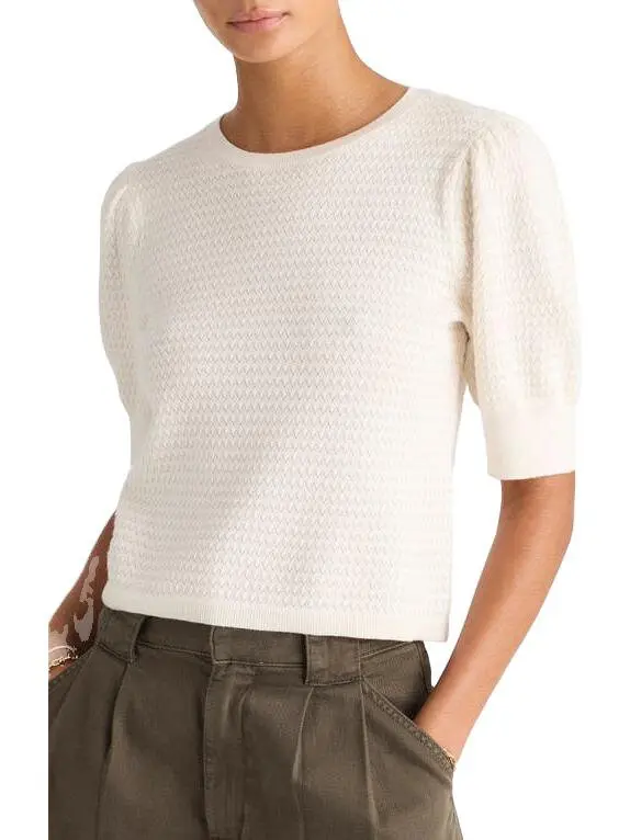 Madewell Puff Sleeve Merino Wool & Silk Sweater - Ivory