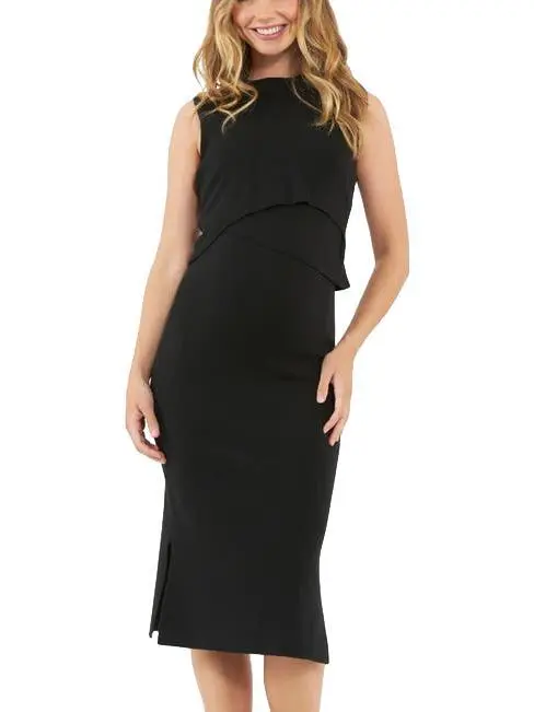RIPE MATERNITY Layered Knit Nursing Dress - Black