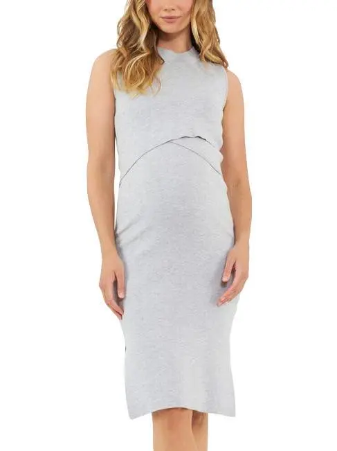 RIPE MATERNITY Layered Knit Nursing Dress - Silver Marle