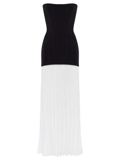 MILLA Parisienne Strapless Pleated Dress - Black&white