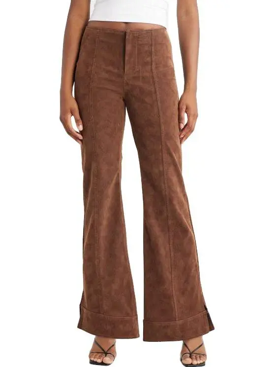 Free People Faux Suede Kick-flare Pants - Shaved Chocolate
