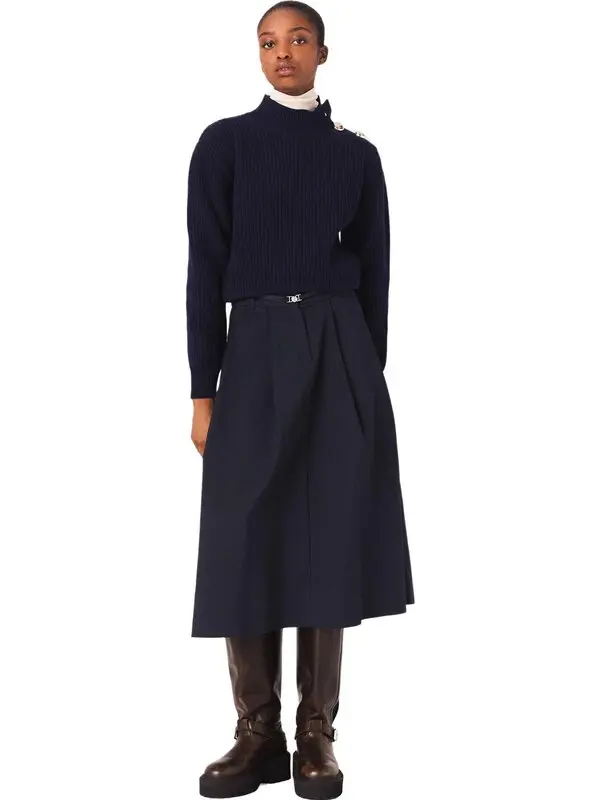 Maje Wool Turtleneck Jumper - Navy