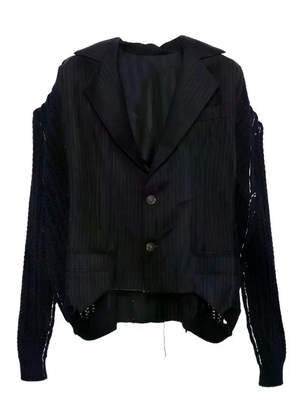 SONIA CARRASCO Knitted-sleeves Blazer - Blue