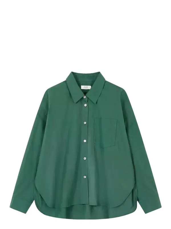 STUDIO TOMBOY Patch-pocket Buttoned-sleeve Shirt - Green