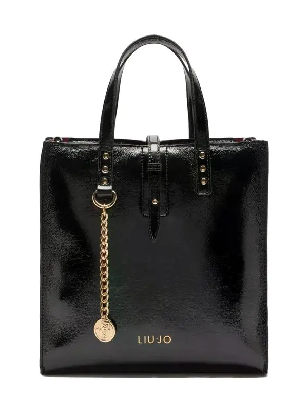 Liu Jo Patent Leather Satchel With Studs - Black
