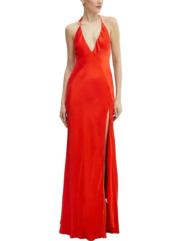 Bardot Halterneck Maxi Dress - Red