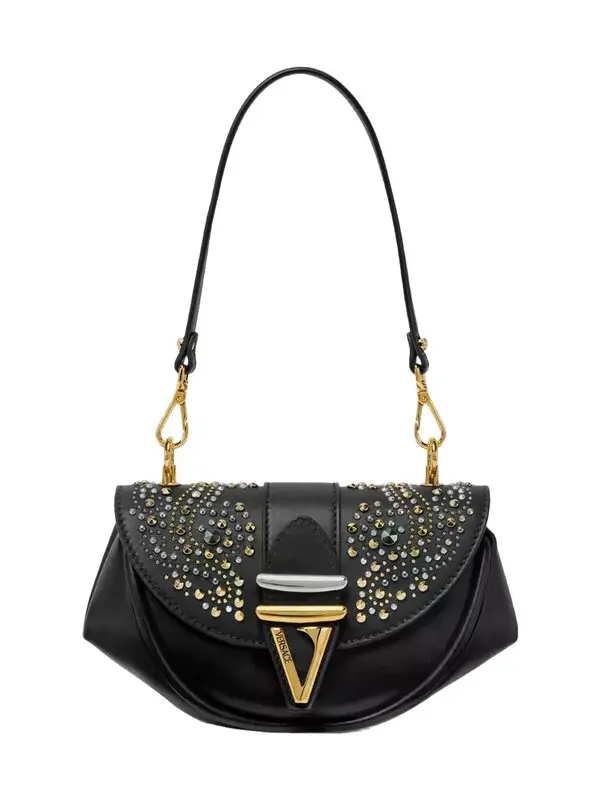 Versace Stud-embellished Shoulder Bag - Black