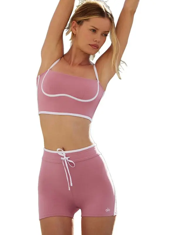 Alo Yoga 4" Airbrush High-waist Race Pace Short - Pink Wild Rose/white