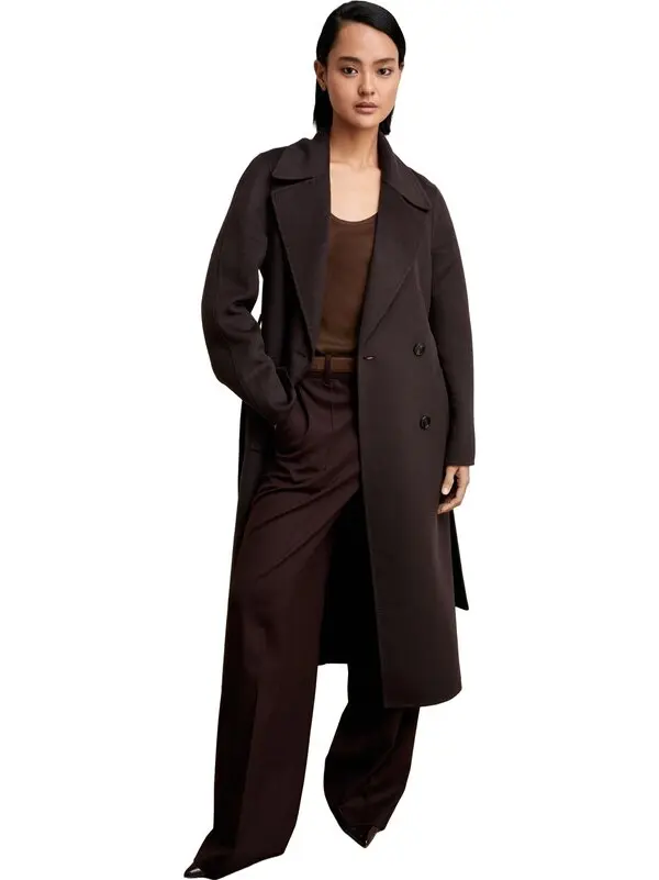 REISS Double-breasted Rene Wool-blend Coat - Aubergine