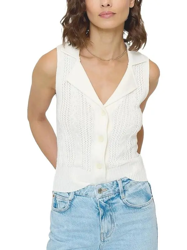 Central Park West Sienna Cable Vest - White
