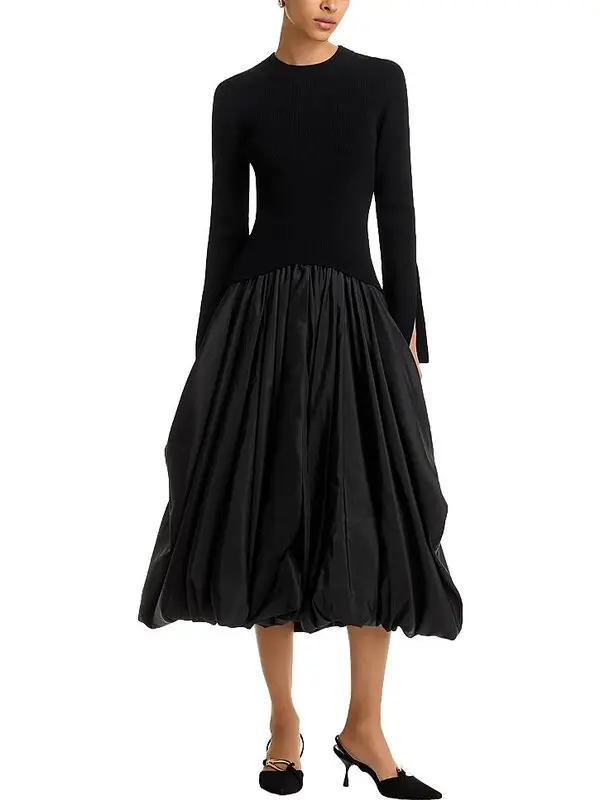 Simkhai Kenlie Long Sleeve Mock Neck Dress - Black
