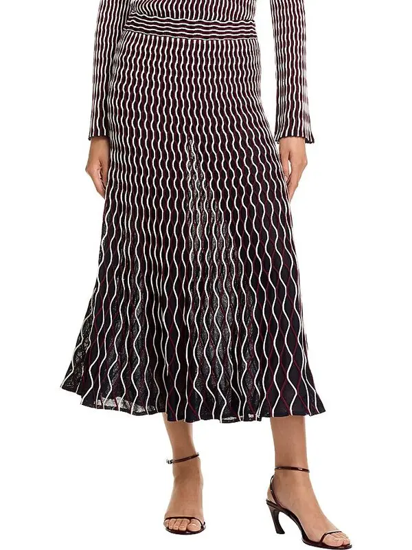 Simkhai Aliza Wavy Striped Skirt - Cranberry Multi