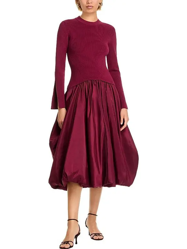 Simkhai Kenlie Balloon Skirt Dress - Cranberry