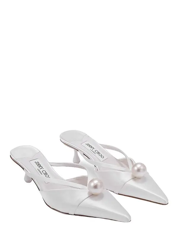 JIMMY CHOO Sana 50 Mule Pumps - Ivory/white