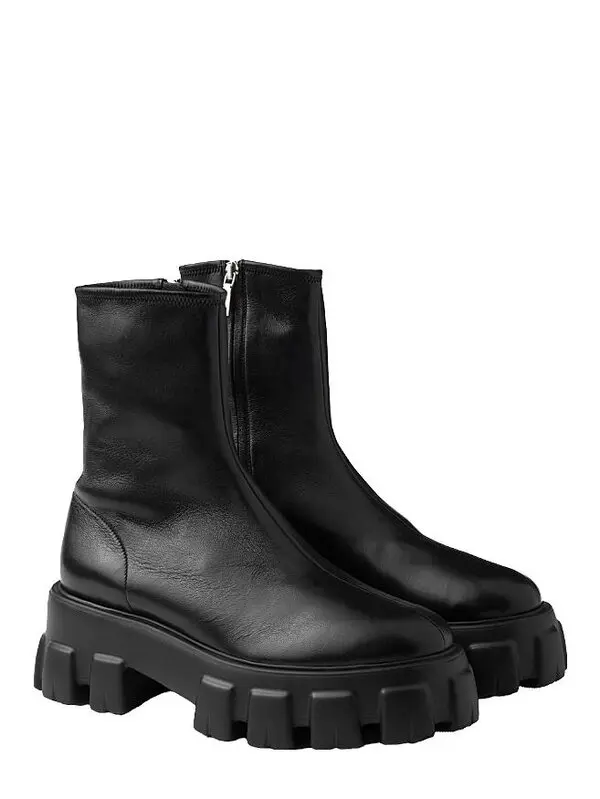 Prada Monolith Stretch Nappa Booties - Black