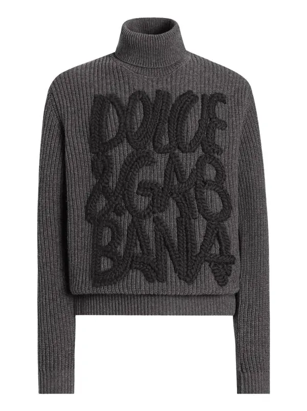 Dolce & Gabbana Ribbed Turtleneck Sweater - Grey