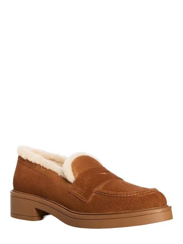 STUART WEITZMAN Celia Lite Shearling Lined Loafers - Doe