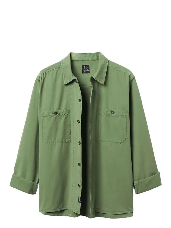 Junk Food Clothing Washed Twill Work Shirt - Peridot