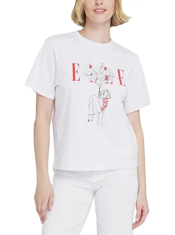 ELLE COLLECTION Flowers Graphic Tee - White