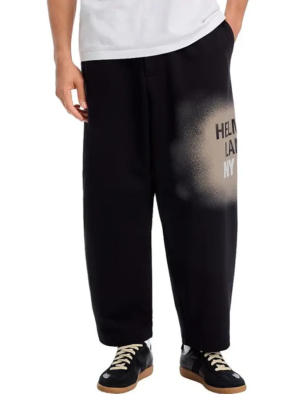 Helmut Lang Relaxed Fit Spray Graphic Logo Print Sweatpants - Black