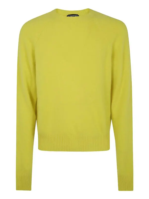 TOM FORD Felted Pure Cashmere Crew Neck Sweater - Yellow