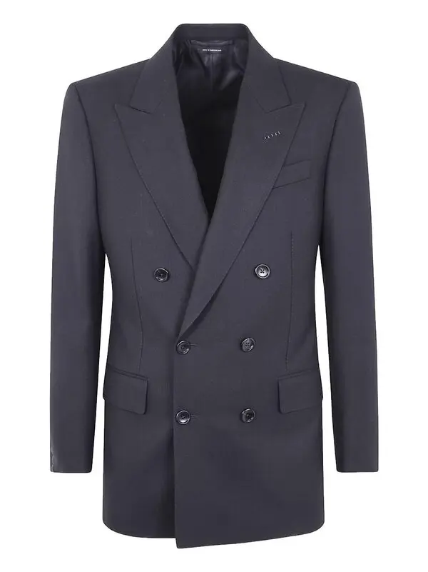 TOM FORD High Twist Broken Twill Double Breasted Jacket - Black