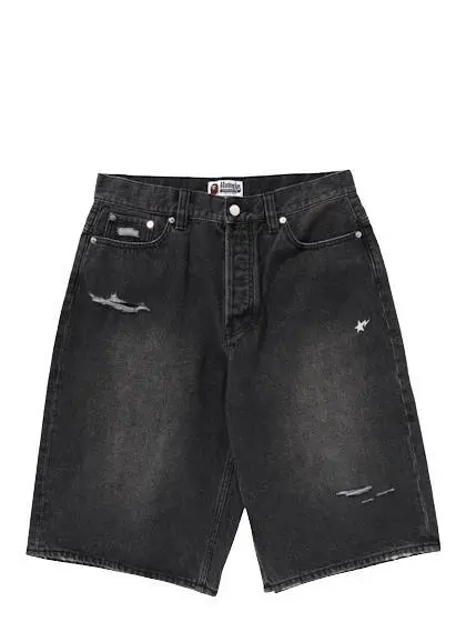BAPE Sta Relaxed Fit Denim Shorts - Black
