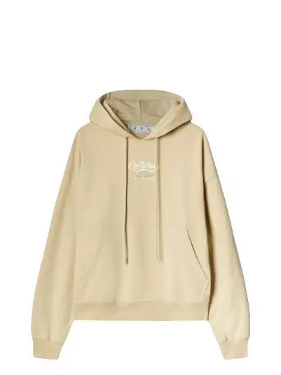 Off-White Script Logo Skate Fit Hoodie - Beige