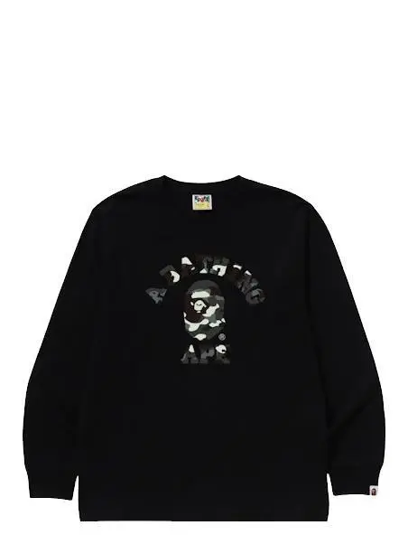 A BATHING APE City Camo College Long Sleeve Tee Shirt - Black