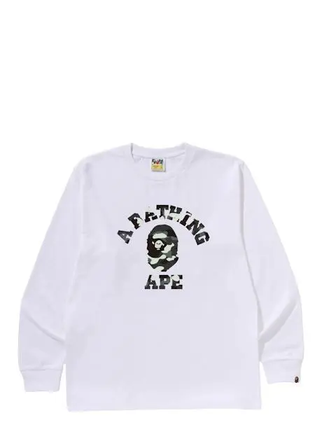 A BATHING APE City Camo College Long Sleeve Tee - White