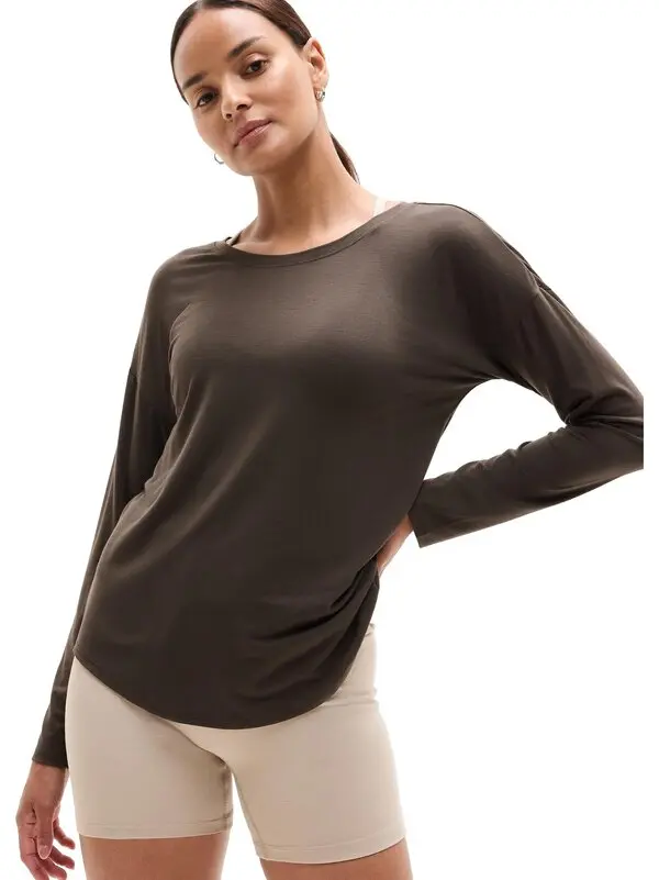 Athleta Relaxed Long Sleeve Top - Truffle