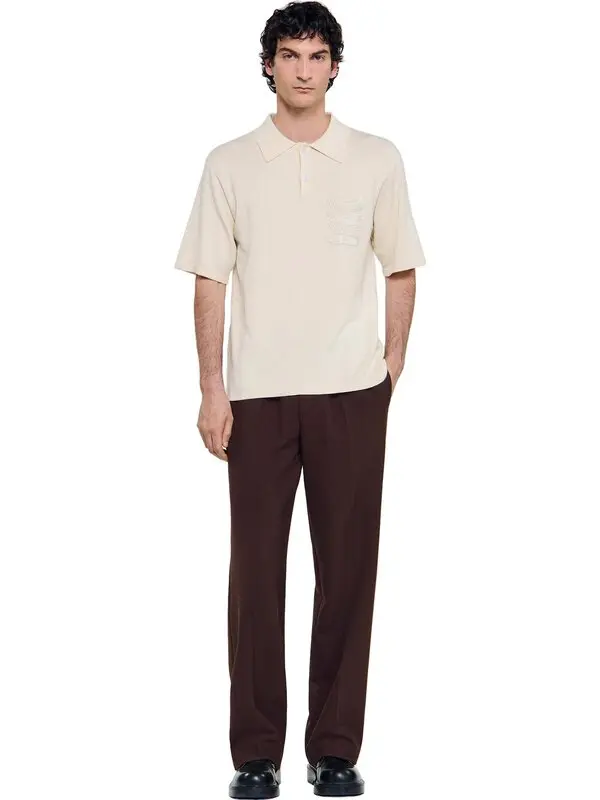 Sandro Polo With Rope Embroidery - Butter Cream